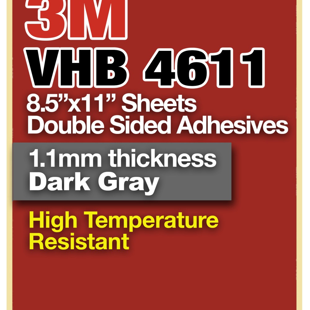 3M VHB 4611 8.5"x11" Double Sided Strong Adhesive 1.1mm thickness black ...