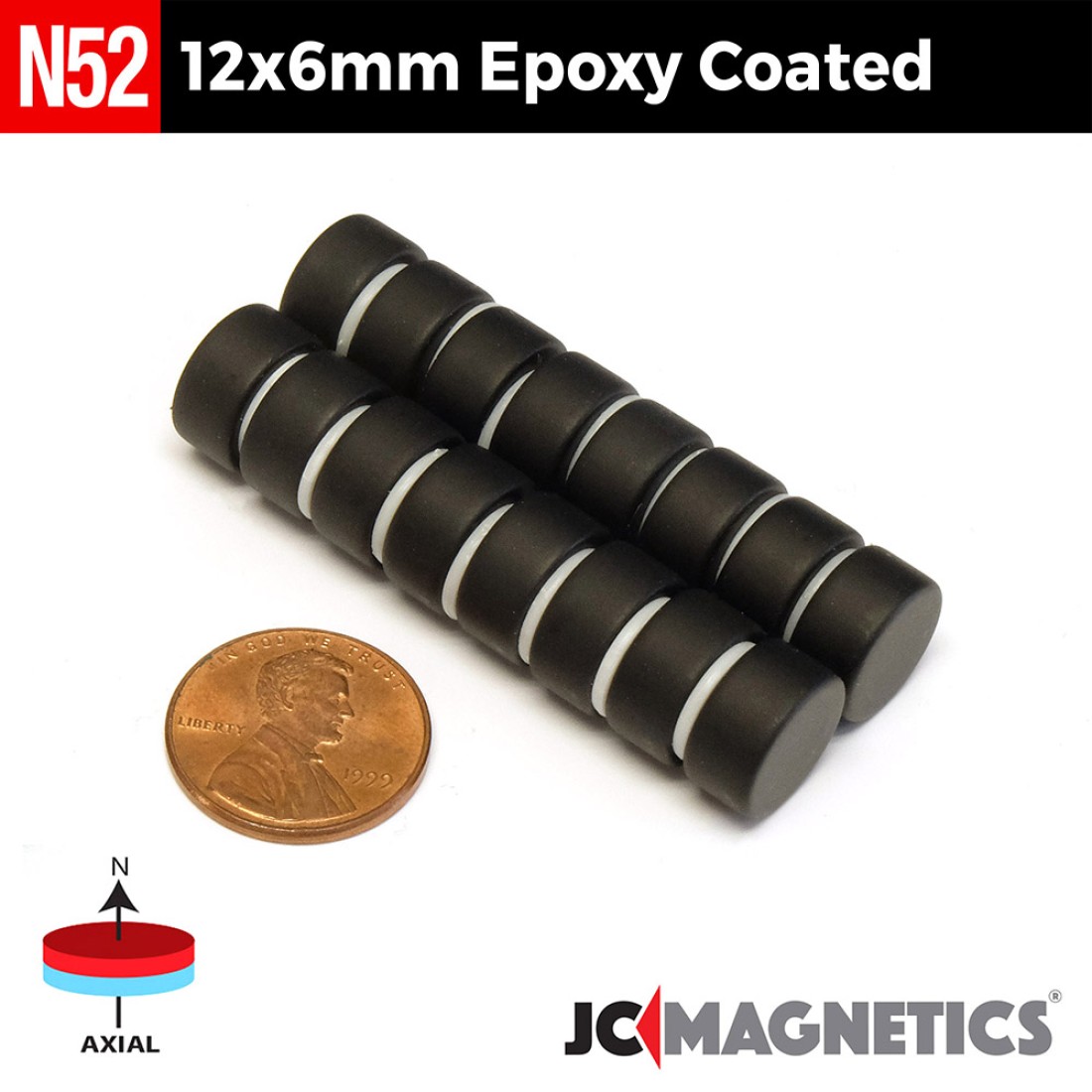 12mm X 6mm N52 Epoxy Coated neodymium magnets round discs 15/32in x 1/4in