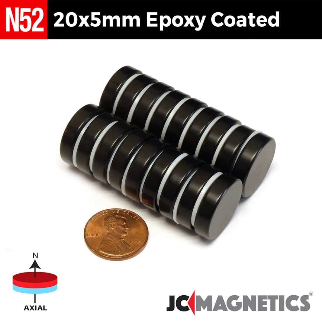20mm X 5mm N52 Epoxy Coated neodymium magnets round discs 25/32in x 3/16in